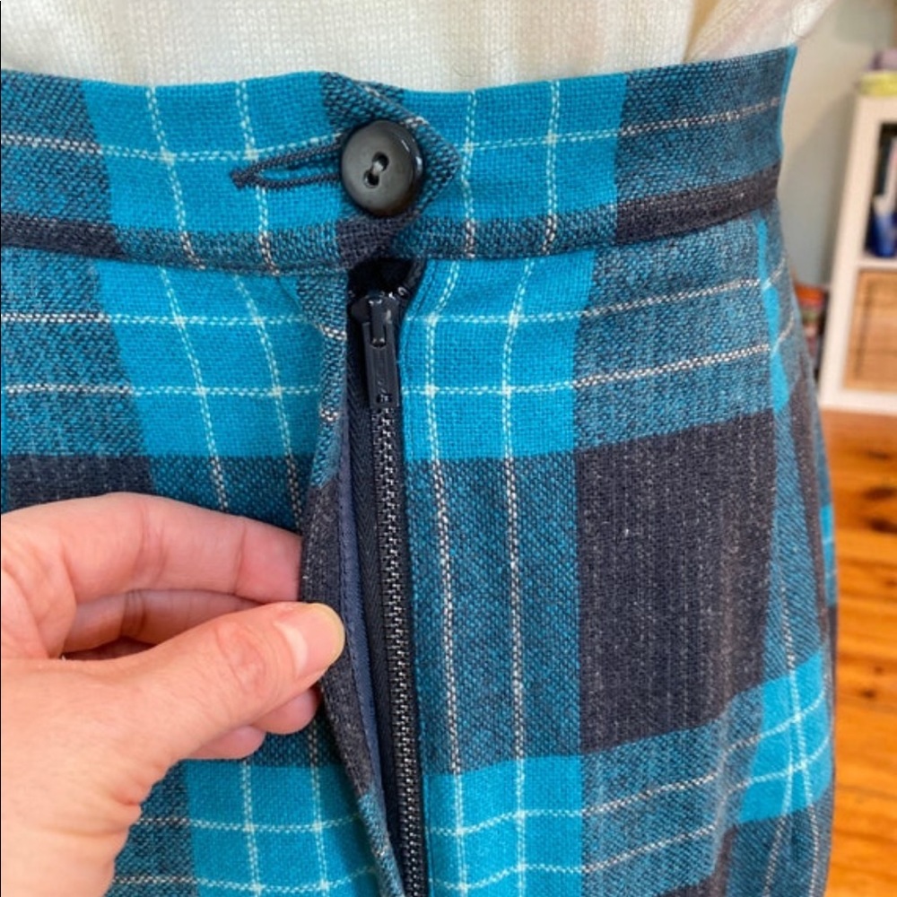 Vintage 1950s Plaid Wool Pencil Skirt - Gem